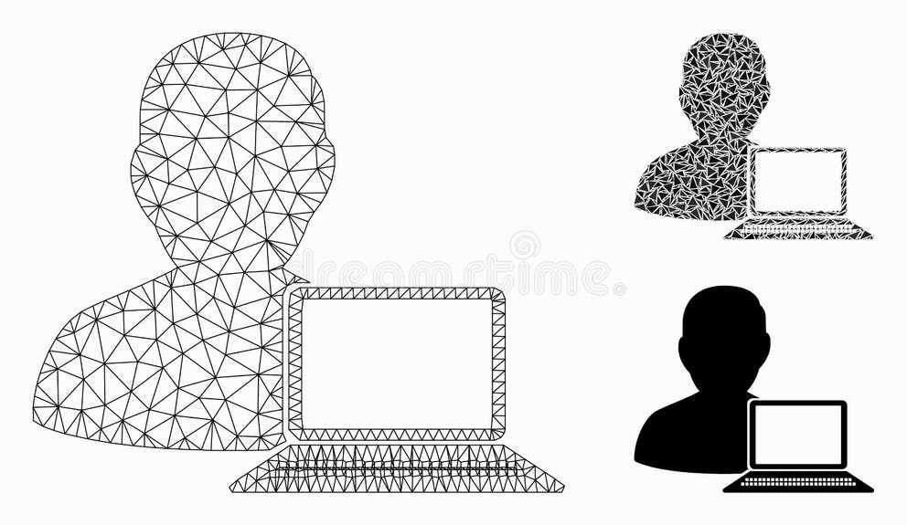 Computer Programmer Vector Mesh Wire Frame Model and Triangle Mosaic ...