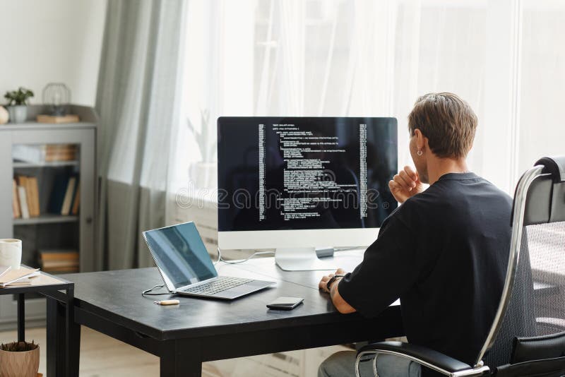 Software Programmer at Workplace Above View Stock Image - Image of ...