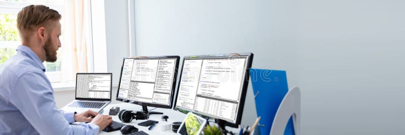 Computer Programmer Writing Program Code on Computer Stock Photo ... Computer Programmer Writing Program Code on Computer Stock Photo ...