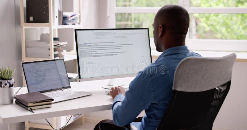 Computer Programmer Writing Program Code on Computer Stock Image - Image of code, desktop: 279954819