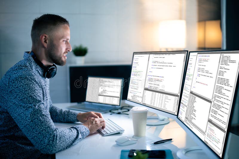 Computer Programmer Writing Program Code On Computer Stock Image Image Of Debug Screen 255027371