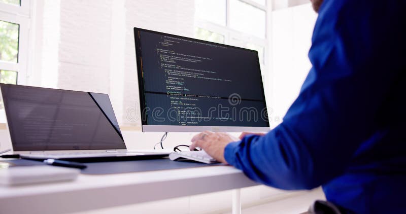 Computer Programmer Writing Program Code on Computer Stock Image ... Computer Programmer Writing Program Code on Computer Stock Image ...