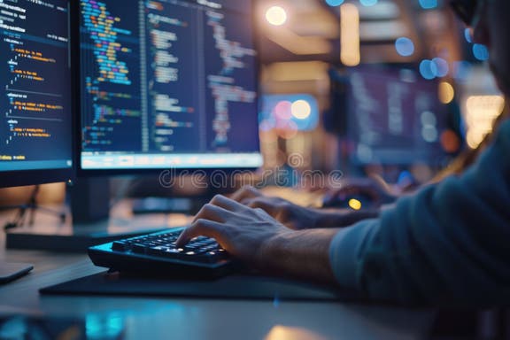 Computer Programmers at Work Stock Image - Image of center, computer: 366163103