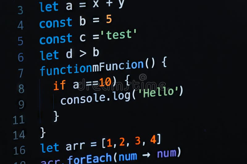 Computer Programming Code in Javascript Showing Variables and Functions ...