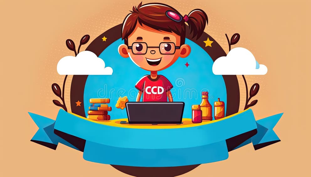 Computer Programming Coding Classes for Kid Banner with Copy Space for School Poster. Stock ...