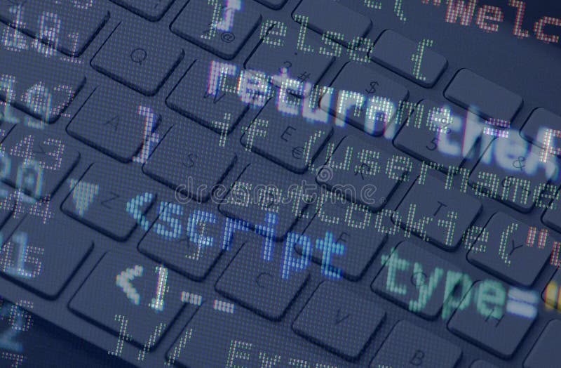 Lines of Php Code on the Monitor on Blue Background, Close Up Stock ...