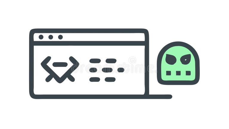 Computer with Programming Error. Cybersecurity, Bug, Malware. Vector ...