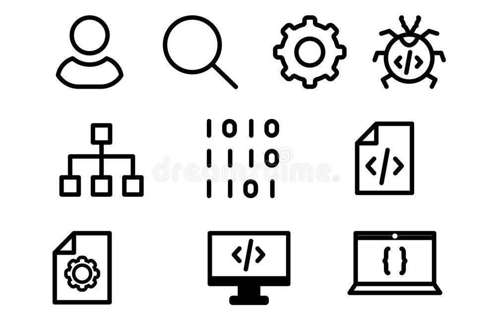 Computer Programming Icon Set Coding Software Web Developer Related ...