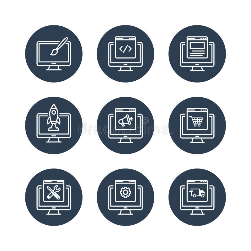 Programming Line Icons Circle Stock Illustrations – 342 Programming Line Icons Circle Stock ...