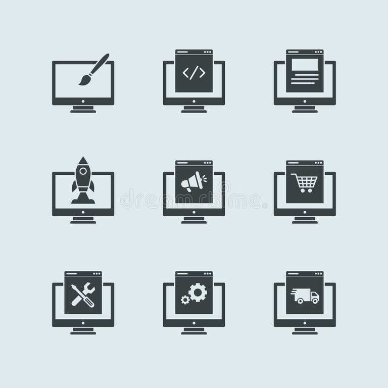 Computer Programming Icons Set Programmer Developer Stock Filled Icon Set Vector Stock Vector ...