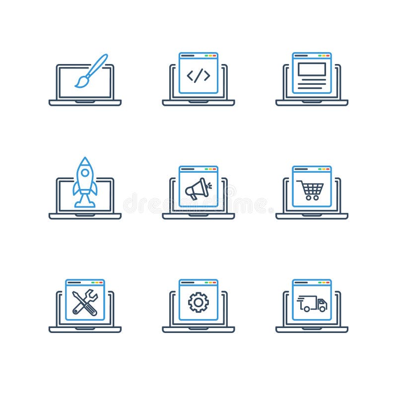 Computer Programming Icons Set Programmer Developer Stock Two Tone Line ... Computer Programming Icons Set Programmer Developer Stock Two Tone Line ...