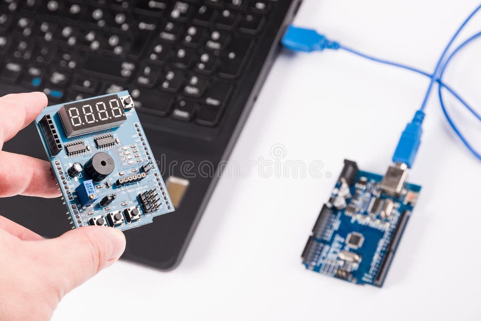 Computer Programming Microelectronics Stock Photo - Image of cable ...