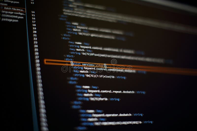 Programmer Developer Screen, Web App Coding. Script on Computer. Modern Display of Data Source ...