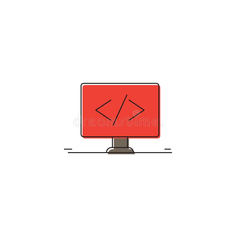 Computer Programming Vector Icon Symbol Isolated On White Background Stock Vector Illustration