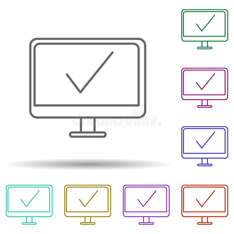 Computer Protected Multi Color Icon. Simple Thin Line, Outline Vector of Security Icons for Ui ...
