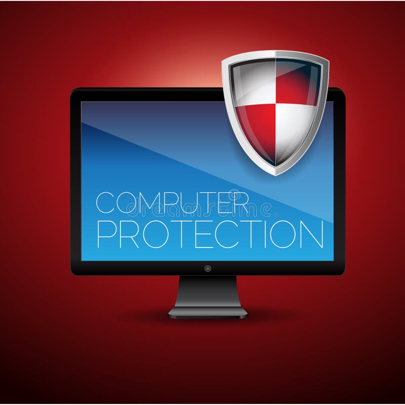 Computer Protection from Threats Stock Illustration - Illustration of ...