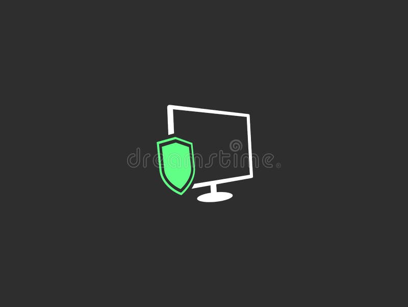 Computer Protection Shield Vector Black Background Icon Stock Vector ...