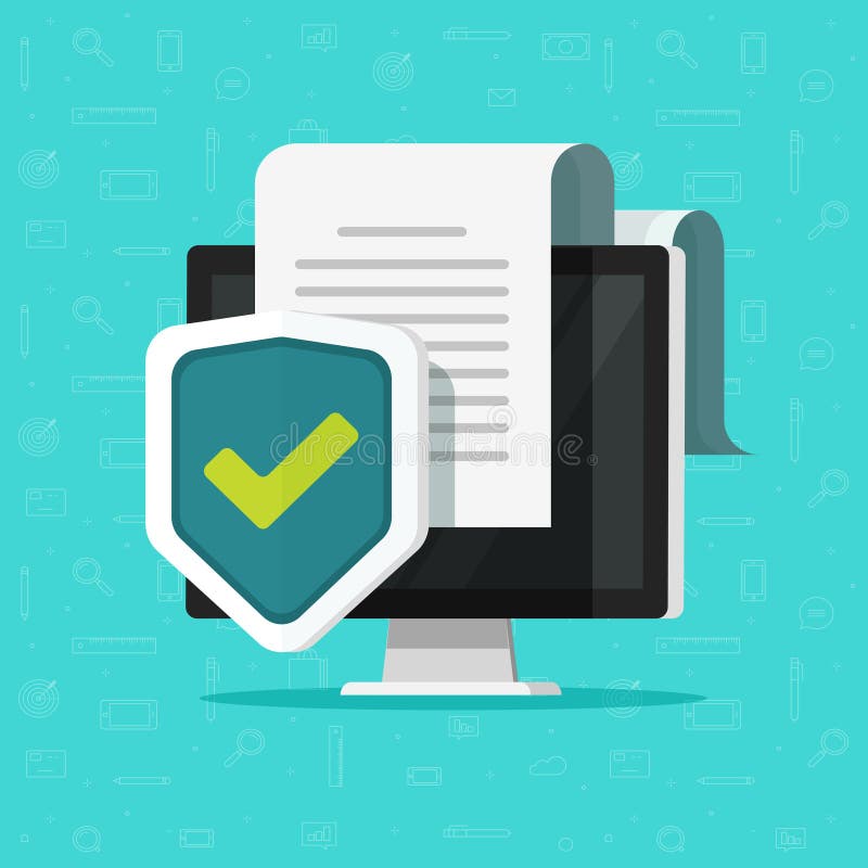 Computer Protection Vector Illustration, Flat Cartoon Desktop Pc and ...