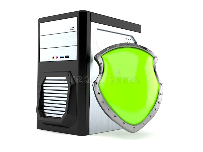 Computer with Protective Shield Stock Illustration - Illustration of ...