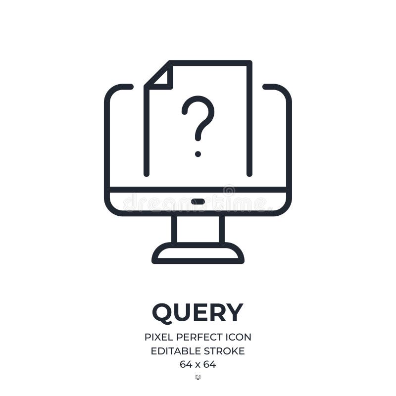 Computer Query Editable Stroke Outline Icon Isolated on White ...