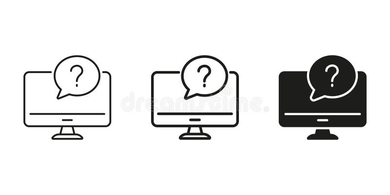 Computer with Question Mark Icon Set. Technical Support, it Help, and ...