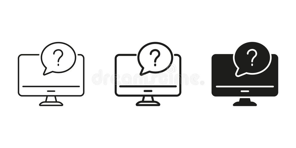 Computer with Question Mark Icon Set. Technical Support, it Help, and ...
