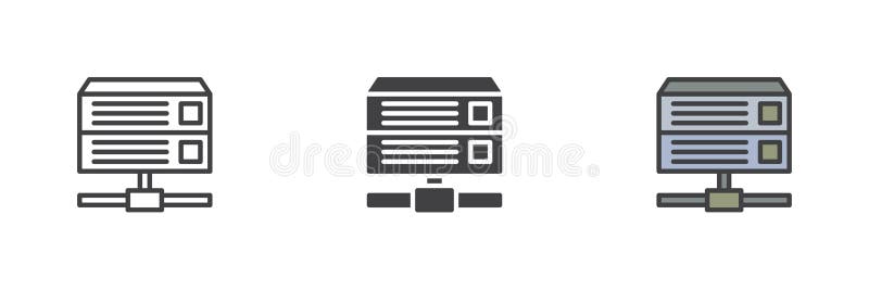 Computer Rack Server Different Style Icon Set Stock Vector ...