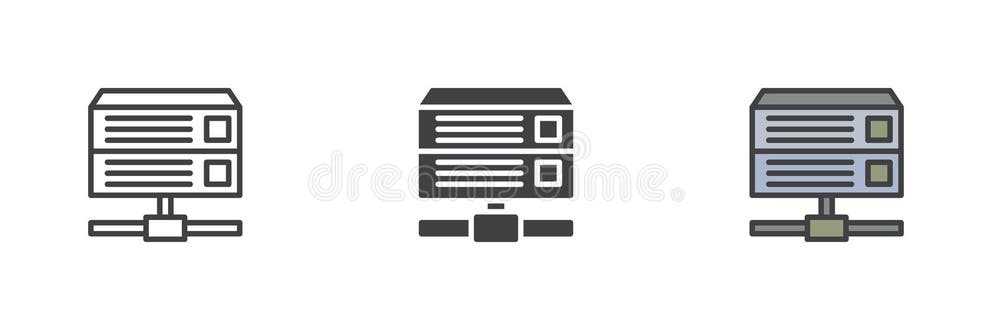 Computer Rack Server Different Style Icon Set Stock Vector ...