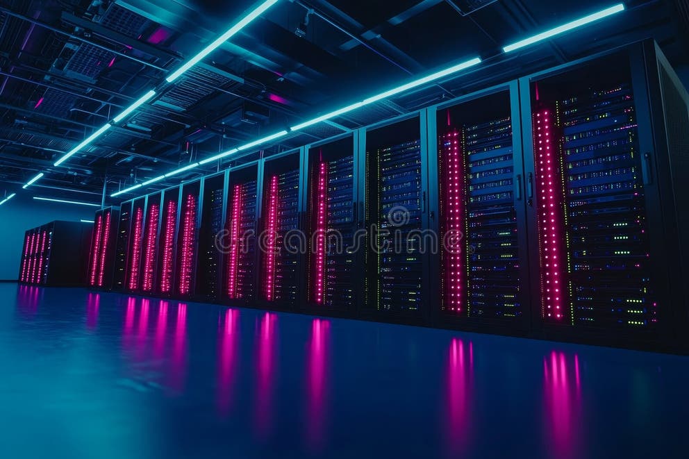 Computer Racks in a Data Center - Close Up, Hardware, Servers ...