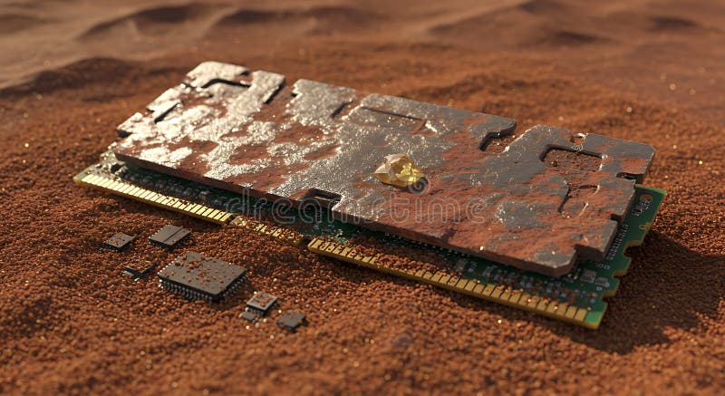 Computer Ram and Microchips Abandoned in Desert Sand Environment Stock ...