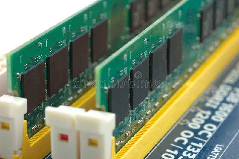 Computer RAM on Motherboard Stock Photo - Image of hardware, desktop ...