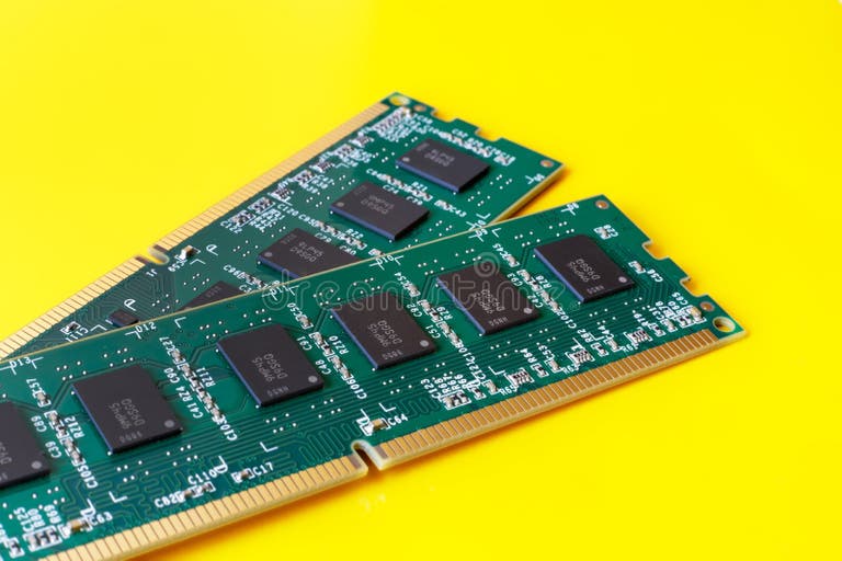 Two Computer RAM Modules on a Yellow Background. the Concept of Fast ...