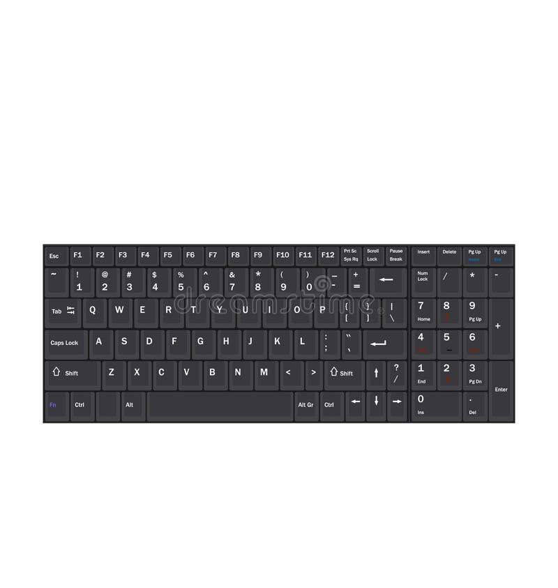 Computer Realistic Black Keyboard On White Background Stock Vector ...