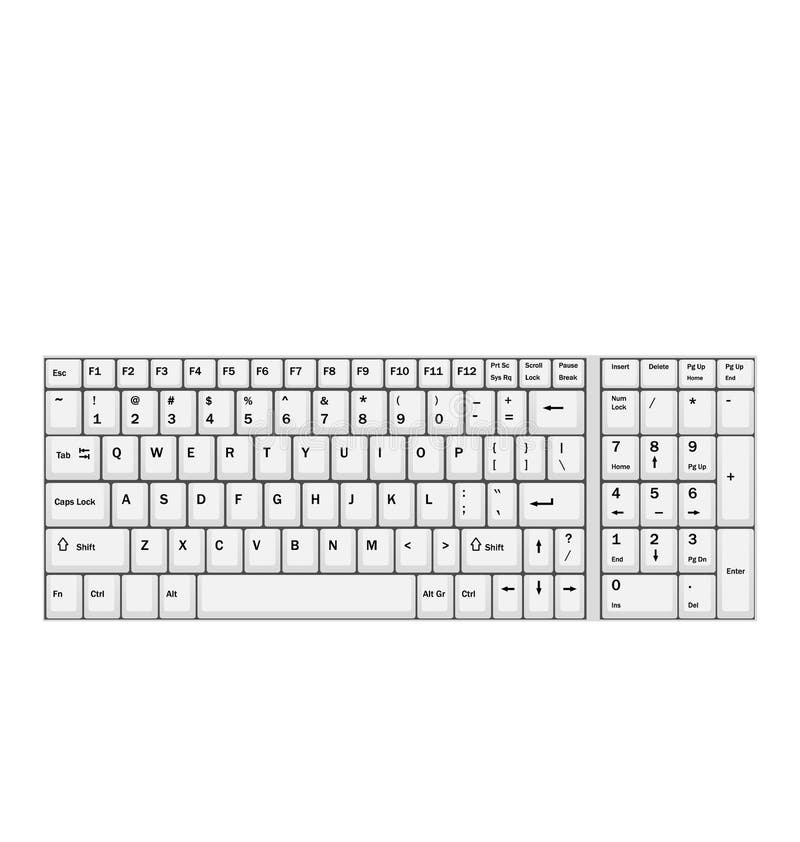 Keyboard Isolated Vector. Layout Template. Classic Keyboard. White ...