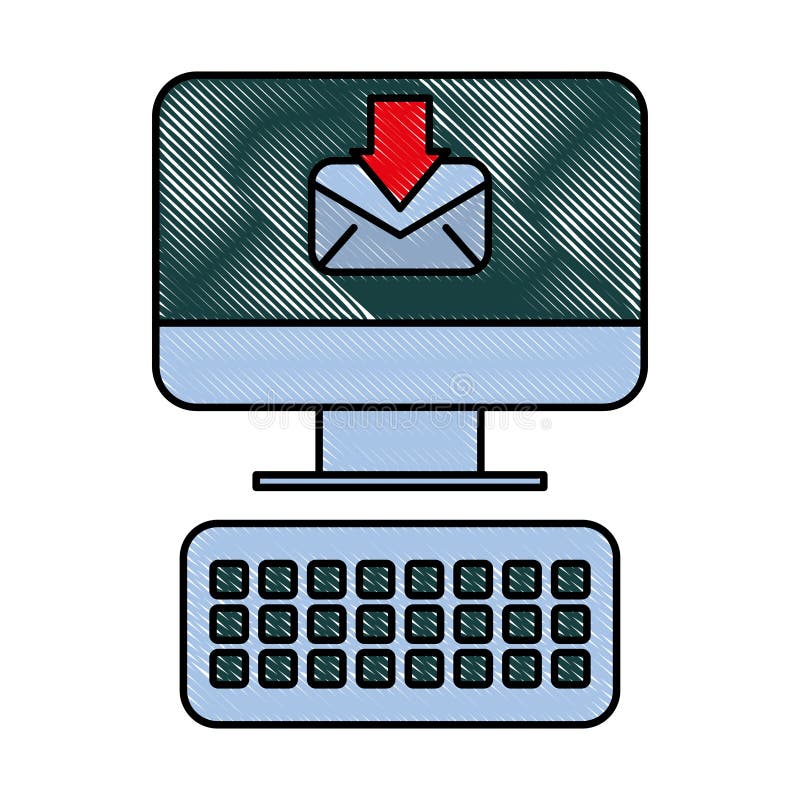 Computer Receiving Email Message Digital Stock Illustration ...