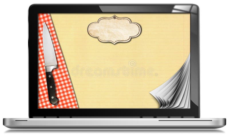 Computer for Recipes or Menu Stock Illustration - Illustration of ...