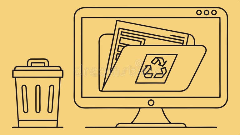 Computer Recycle Bin Vector, Desktop Icon Art, Digital Waste Management ...