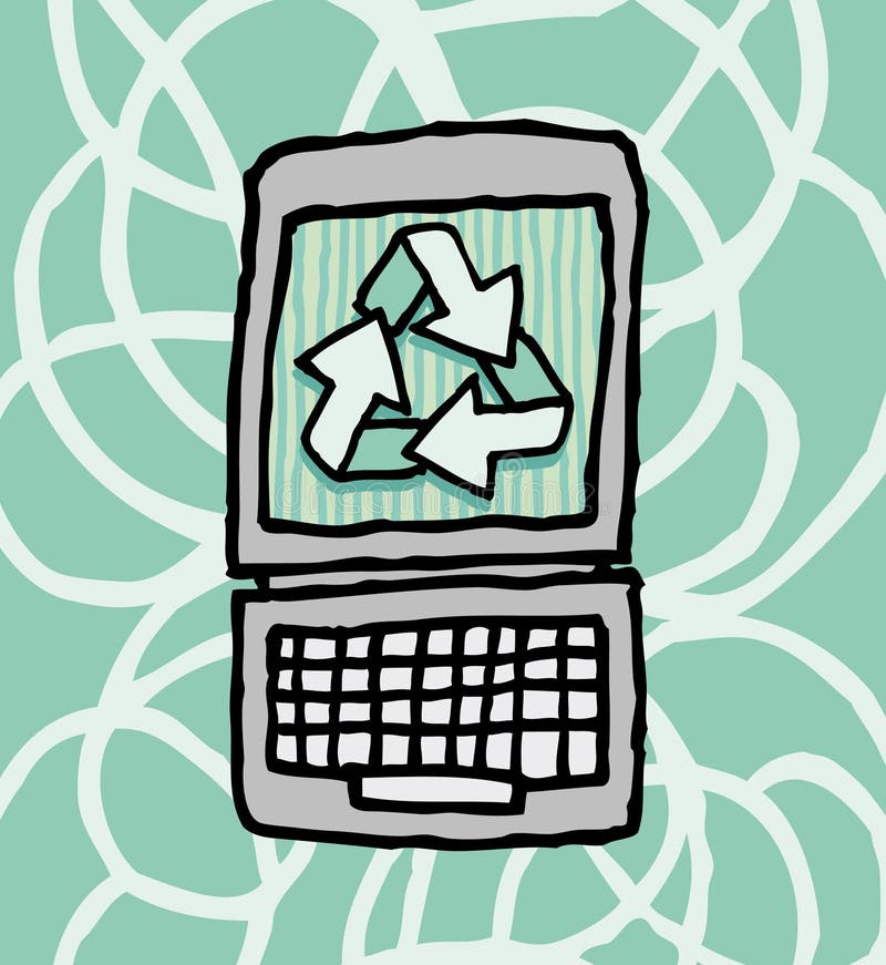 Computer Recycling / Ecology Green Laptop Stock Illustration ...