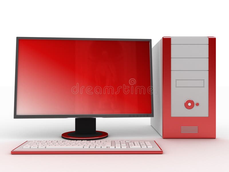 Frontal White Computer on Black Stock Image - Image of button, space ...