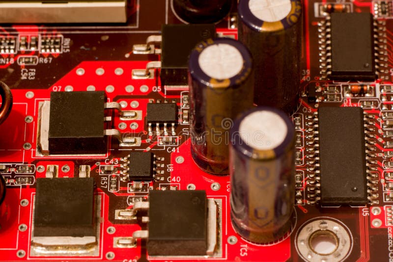 Computer Red Color Motherboard Stock Photo - Image of color, chip: 89364256