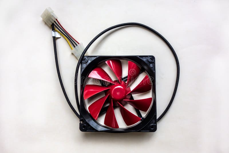Computer Red Cooler Fan Isolated on White Background. Repair of ...