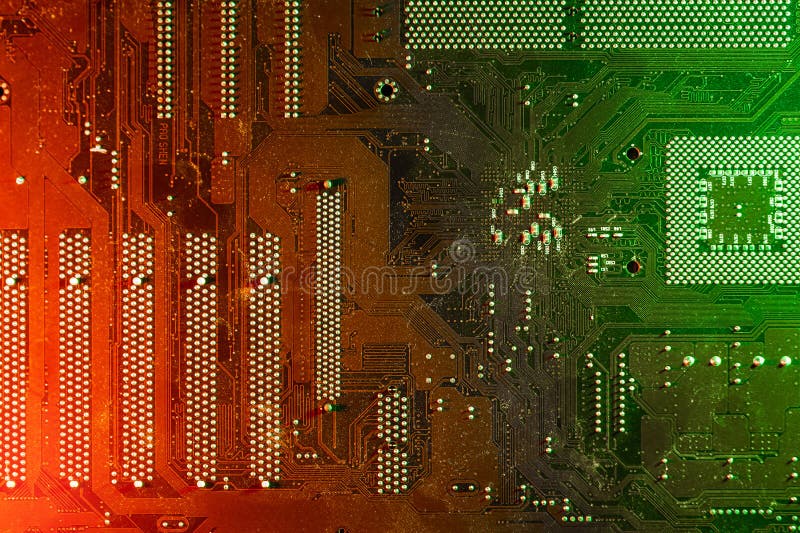 Computer Red-green Electronic Microcircuit, Motherboard, Tracks ...