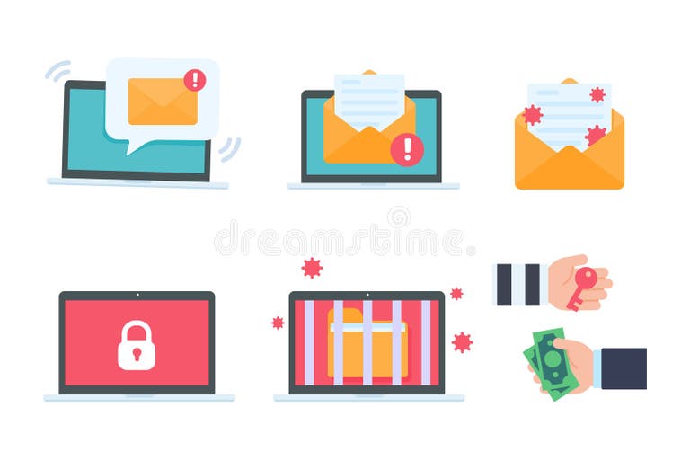 Computer with Red Screen. the Concept of Ransom Computer Virus ...