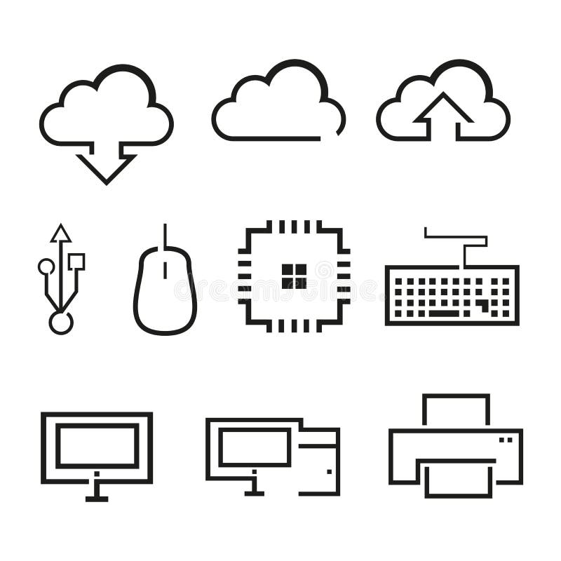 Computer Related Outline Graphic Icon Stock Vector - Illustration of ...