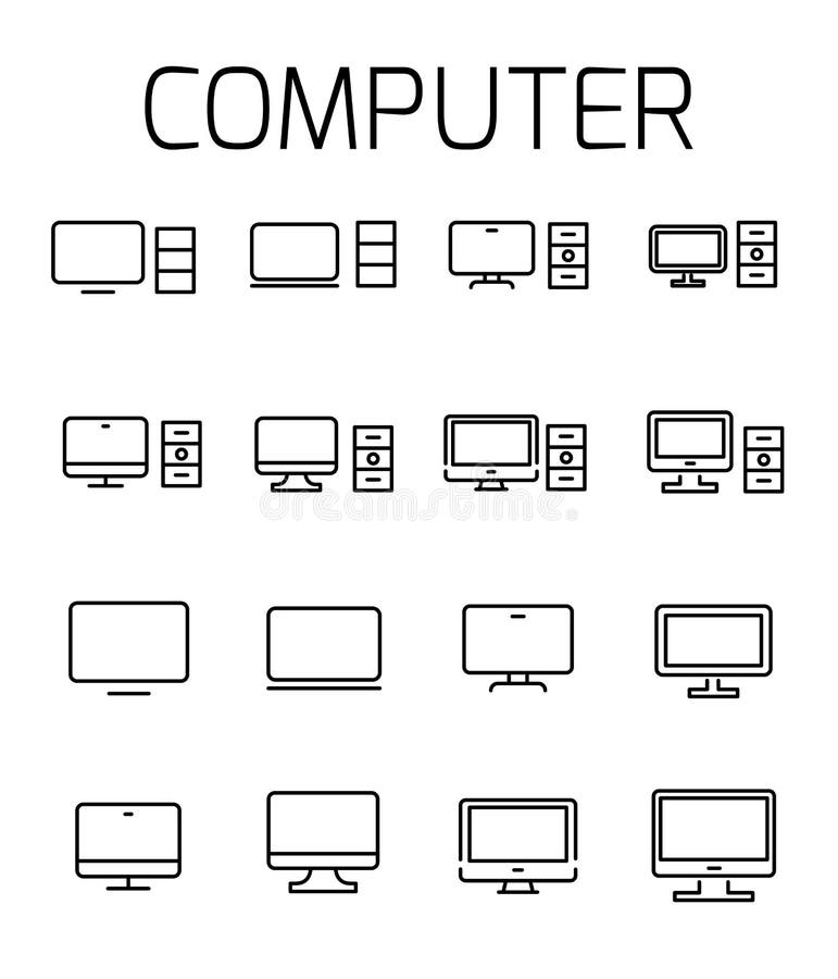 Computer Related Vector Icon Set. Stock Vector - Illustration of ...