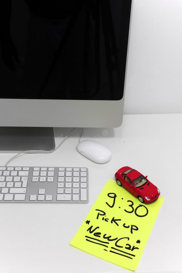 Computer with Reminder Pick Up New Car Stock Image - Image of ...