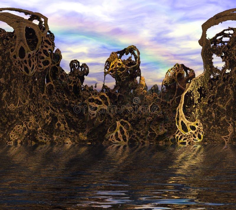 Computer Rendered Virtual Scenery Stock Illustration - Illustration of ...