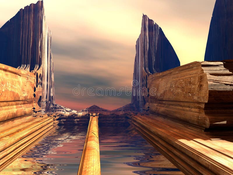Computer Rendered Virtual Scenery Stock Illustration - Illustration of ...