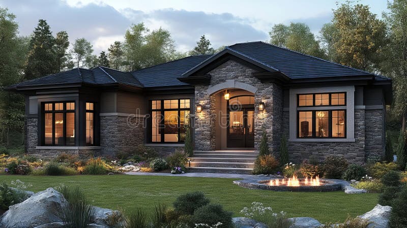 This is a Computer Rendering of these Craftsman Home Plans Stock Photo ...