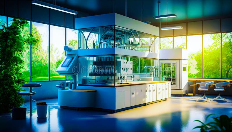 Computer Rendering of Laboratory with Large Window Generative AI. Stock ...